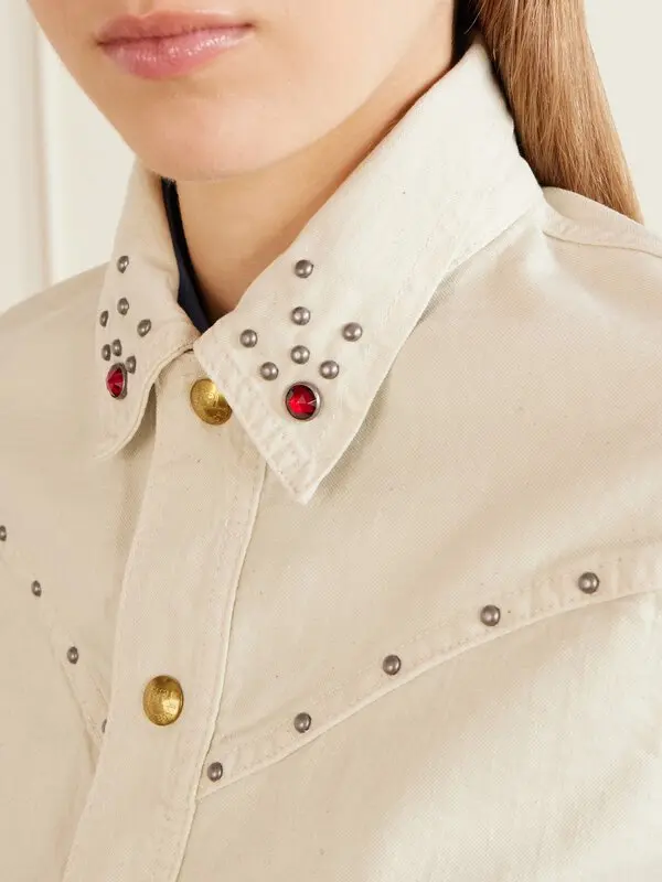 Ralph Lauren Ida Cropped Embellished Denim Jacket