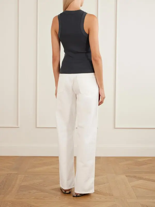 Citizens Of Humanity Isabel Ribbed Cotton And Tencel™ Lyocell-blend Tank - Gray