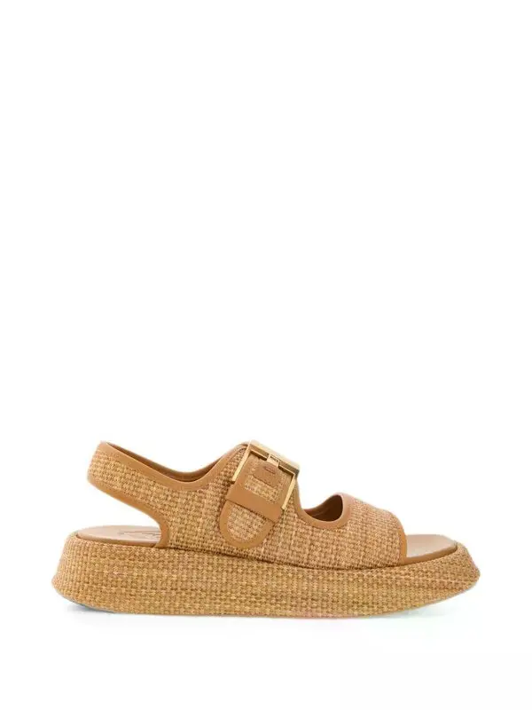 TOD'S Raffia Platform Sandals