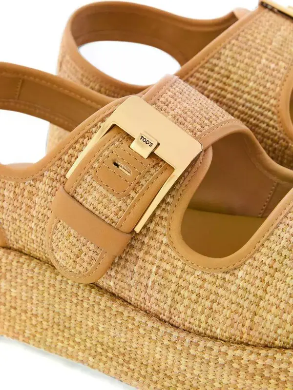 TOD'S Raffia Platform Sandals