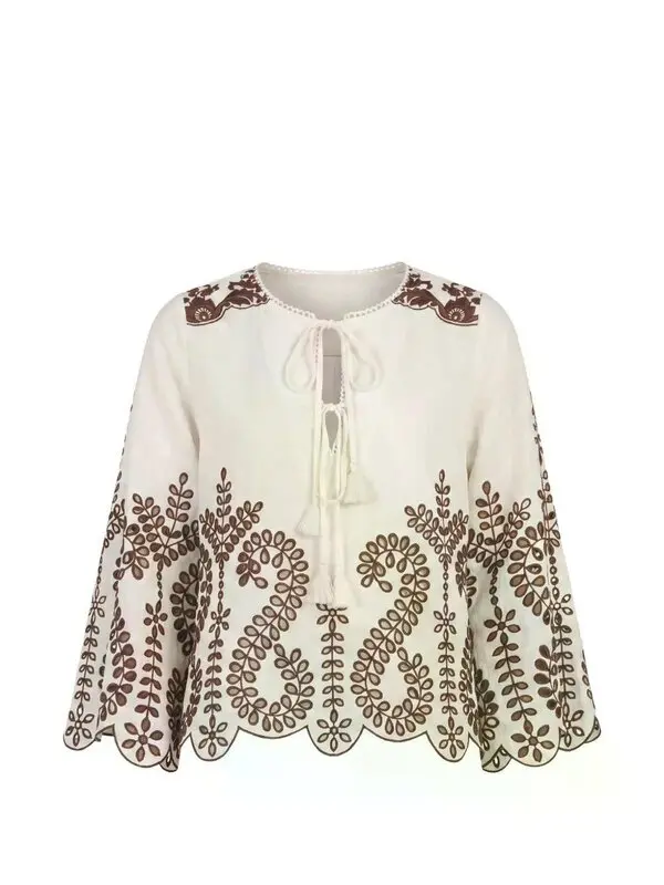 CHRISTY LYNN Kora Embroidered Blouse - Neutrals