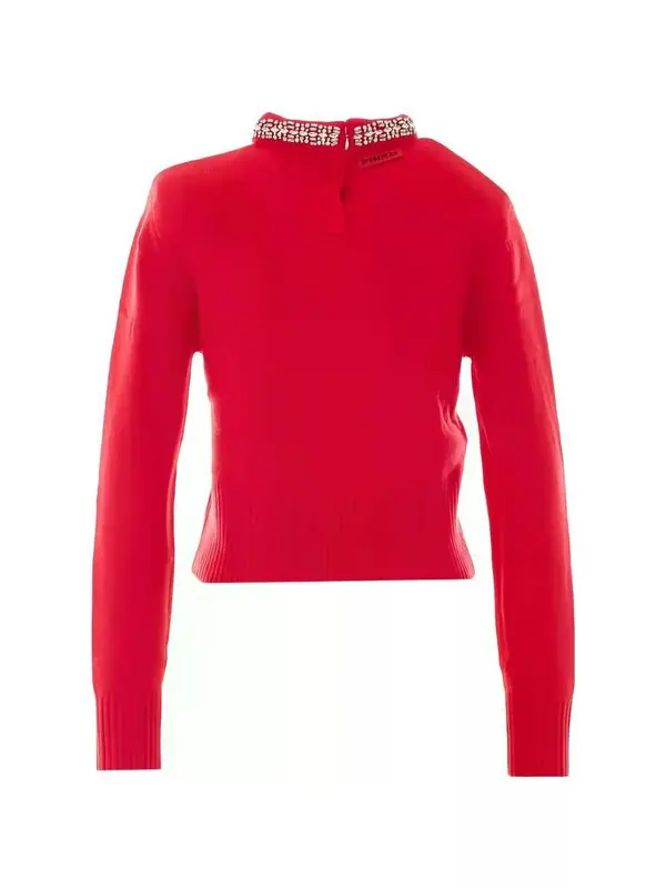 Pinko Crystal-embellished Mock-neck Sweater - Red