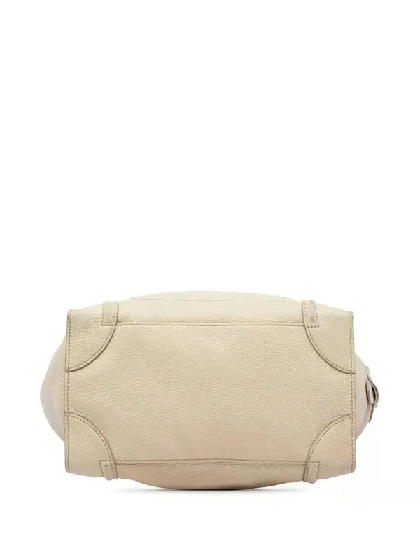 Celine 2010 Mini Drummed Calfskin Luggage Tote Bag - Neutrals