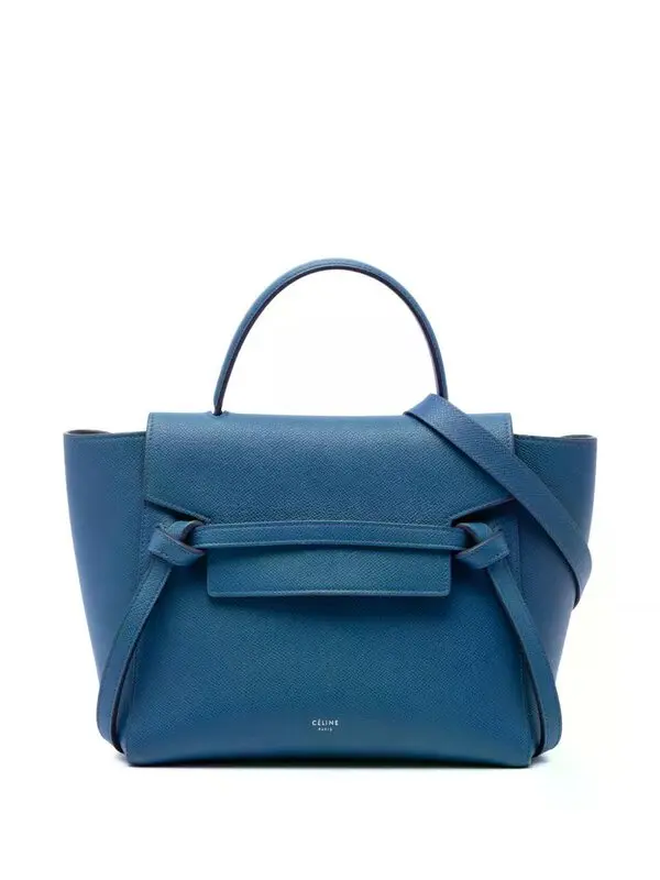Celine Micro Grained Calfskin Belt Bag Satchel - Blue