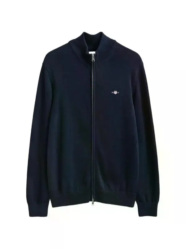 Gant Logo-embroidered Zip-up Sweater