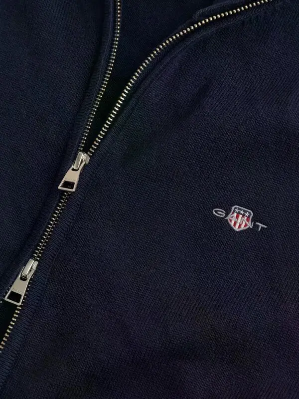 Gant Logo-embroidered Zip-up Sweater