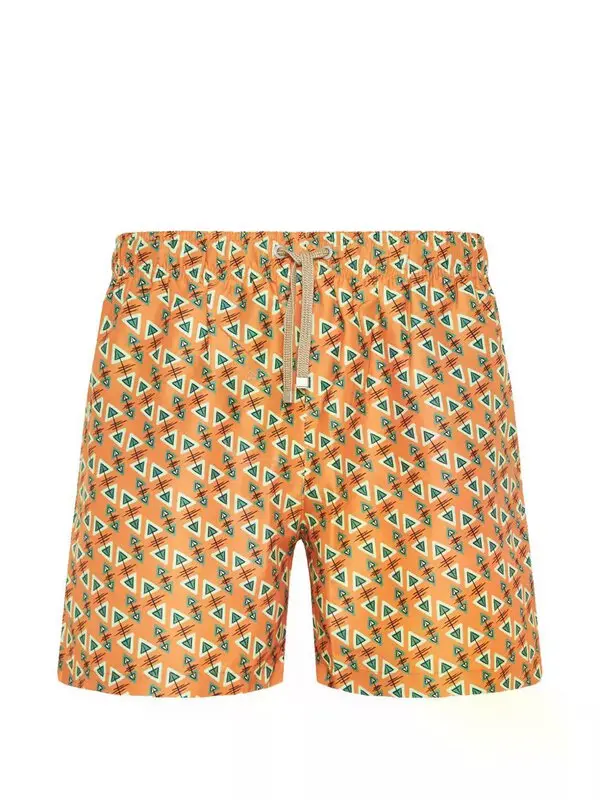 BENIBECA Tripuri Geometric-print Swim Shorts - Orange