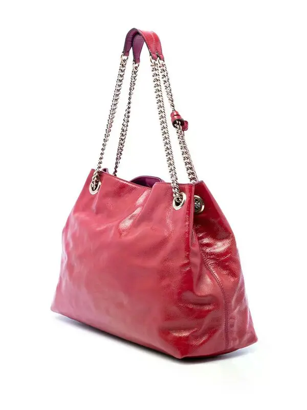 Gucci Patent Soho Chain Tote Bag - Red