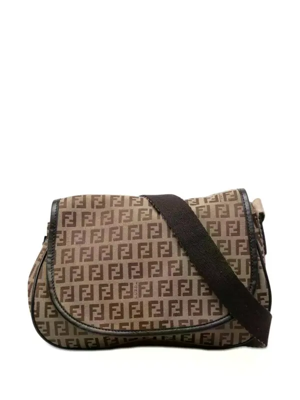 Fendi 2000-2010 Zucchino Canvas Crossbody Bag - Brown