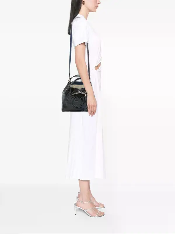 Gucci Patent Leather Soho Satchel With Tassel Detail - Blue