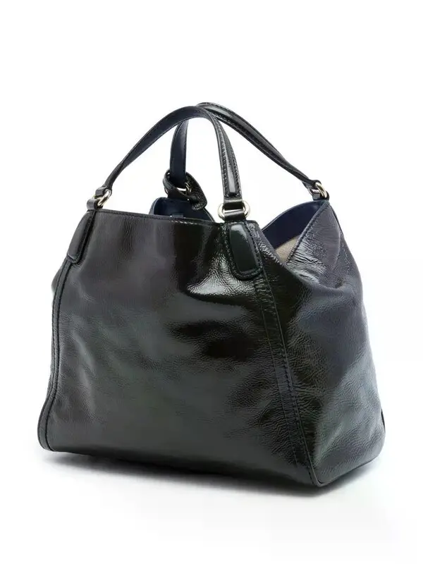 Gucci Patent Leather Soho Satchel With Tassel Detail - Blue
