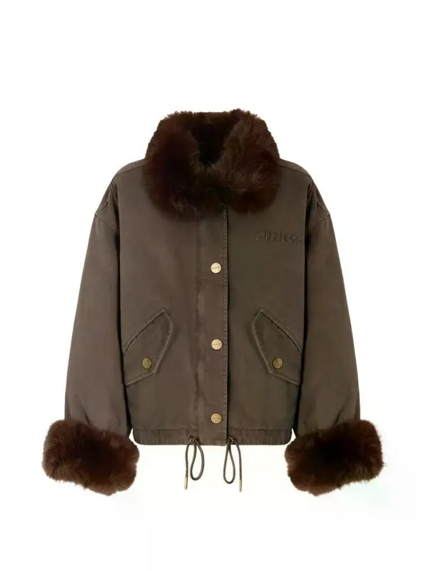 Pinko Faux-fur Trim Jacket - Brown