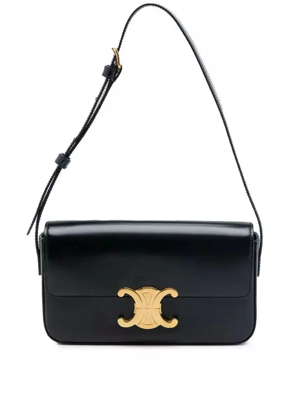 Celine Shiny Calfskin Triomphe Claude Shoulder Bag
