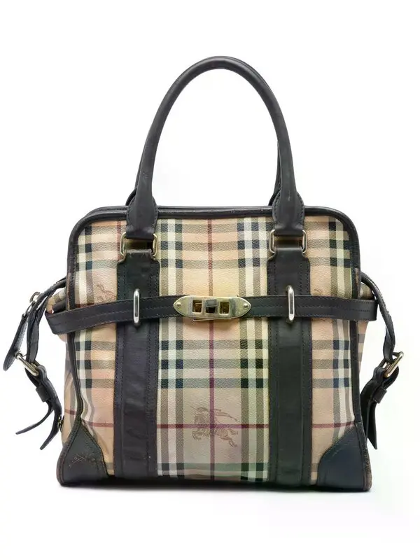Burberry 2000-2017 Haymarket Check Coated Canvas Minford Portrait Satchel - Black