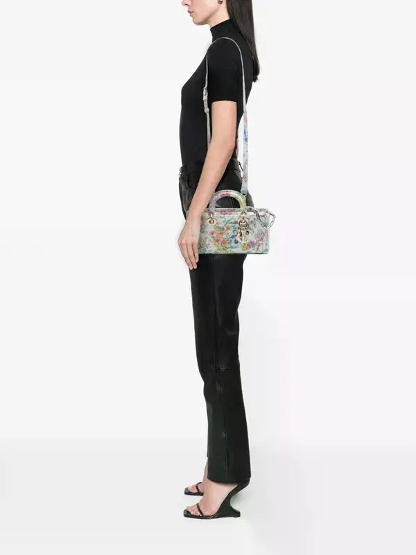 Dior 2025 Medium Calfskin Astral Flowers Lady D Joy Satchel - Multicolour