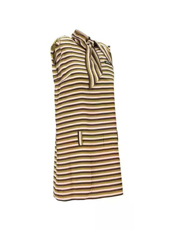 Miu Miu Striped Tie-neck Sleeveless Mini Dress