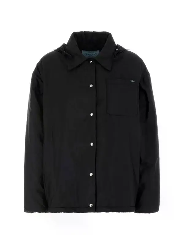 Prada Hooded Press-stud Jacket - Black