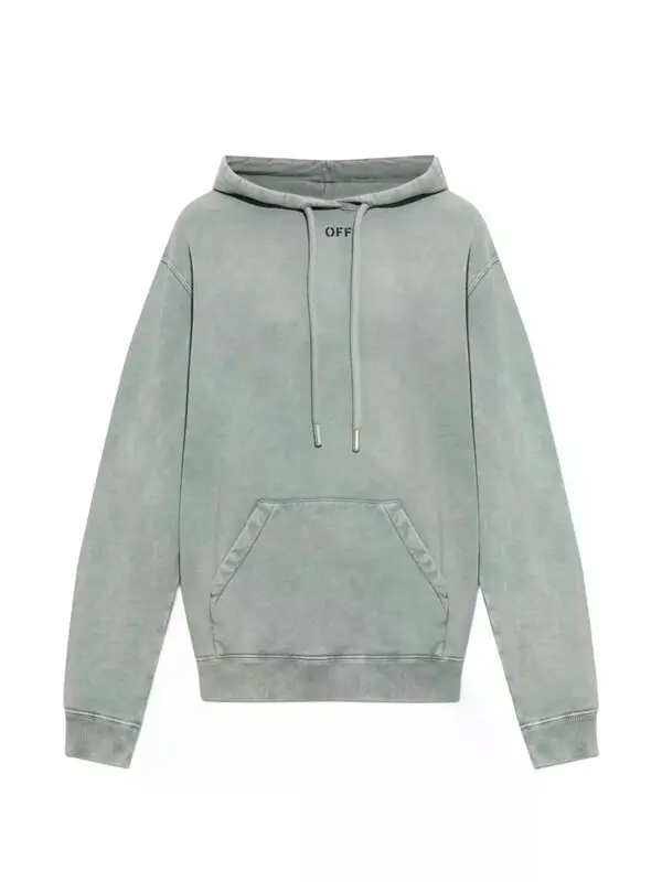 Off-White Graphic-print Drawstring Hoodie - Grey