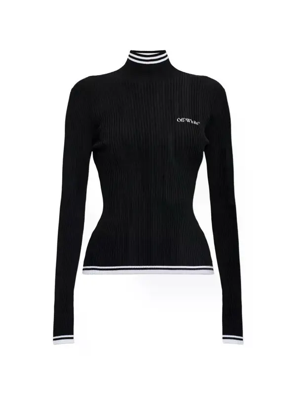 Off-White Ribbed Turtleneck Top