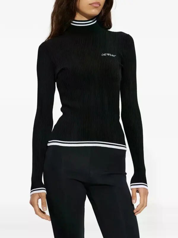 Off-White Ribbed Turtleneck Top