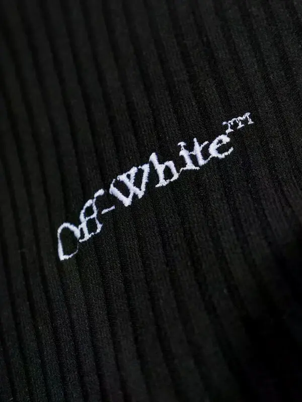Off-White Ribbed Turtleneck Top