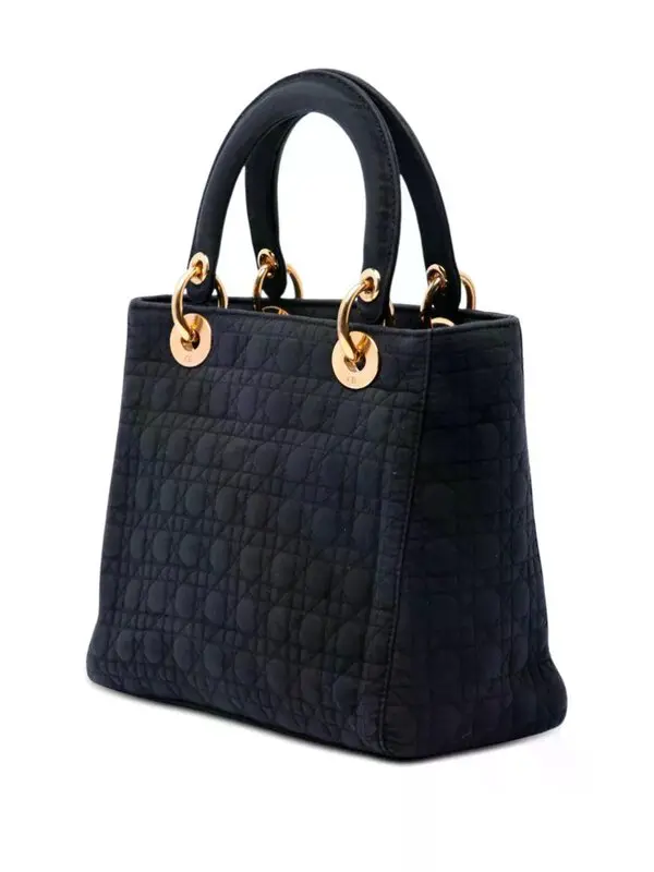 Dior 1997 Medium Nylon Microcannage Lady Satchel - Black