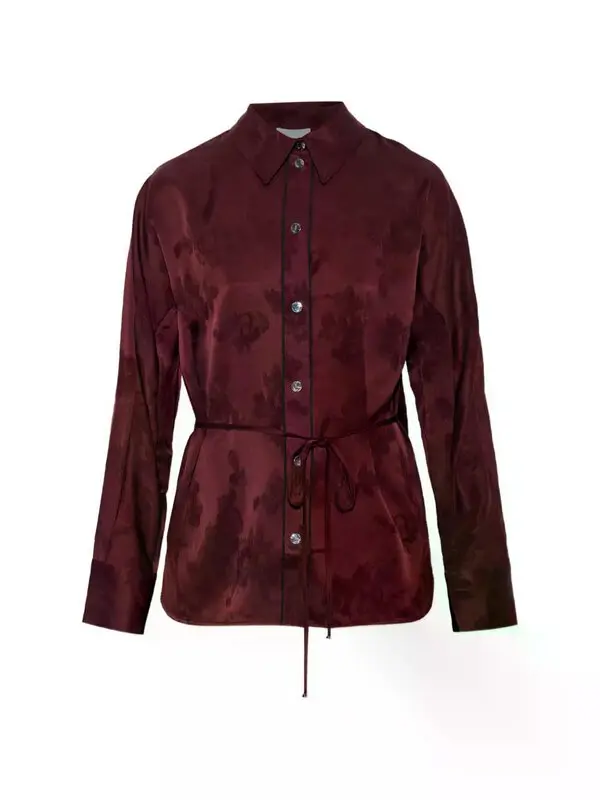 GANNI Floral-motif Tie-waist Shirt - Red