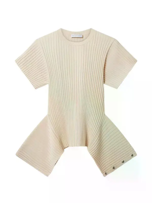 Stella McCartney Ribbed Knit Peplum Top - Neutrals