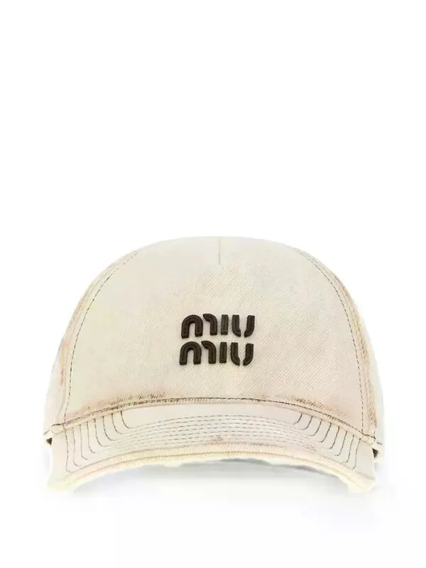 Miu Miu Logo-patch Distressed Baseball Cap