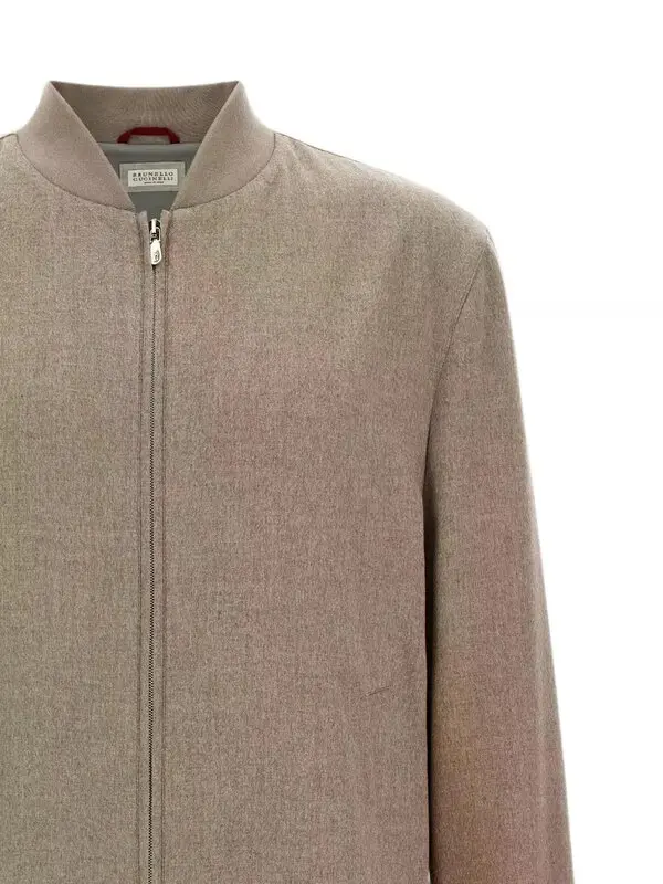 Brunello Cucinelli Mélange-texture Zip-up Bomber Jacket