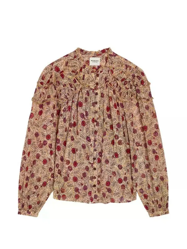 MARANT ETOILE Christa Floral-print Ruffled Shirt - Neutrals