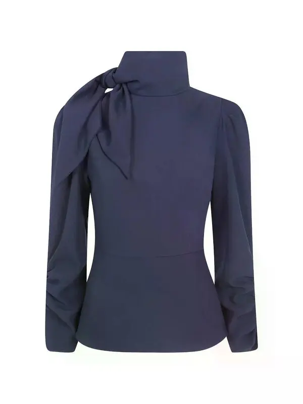 DRHOPE Bow Detail High-neck Shirt - Blue
