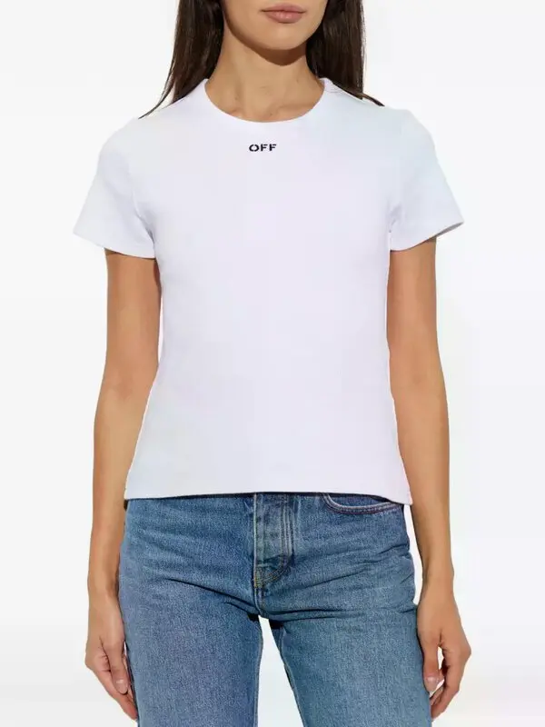 Off-White Embroidered-logo Ribbed T-shirt