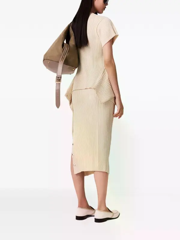 Stella McCartney Ribbed-knit Midi Skirt With Press-stud Detailing