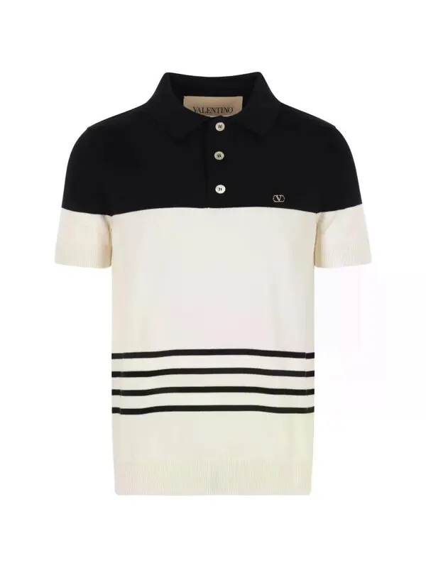 Valentino Garavani Vlogo Signature Striped Polo Shirt - Neutrals