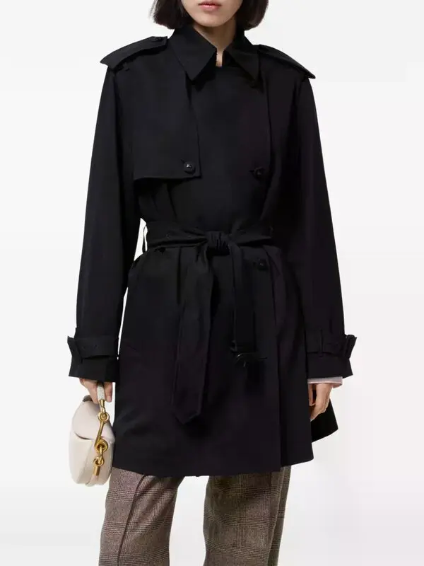 Burberry Short Wool Trench Coat - Blue