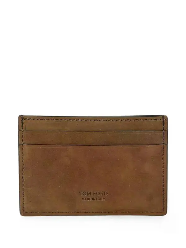 TOM FORD Logo-print Suede Cardholder - Brown