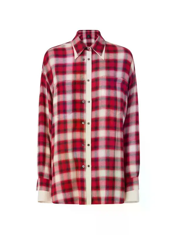 Pinko Oversized Shirt With Check Pattern - Red