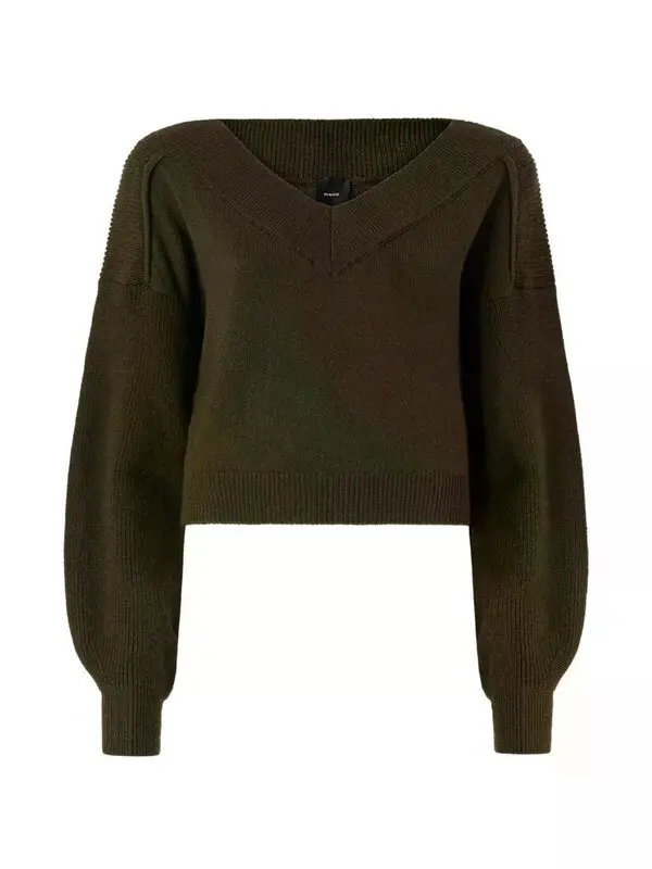 Pinko V-neck Cropped Sweater - Green