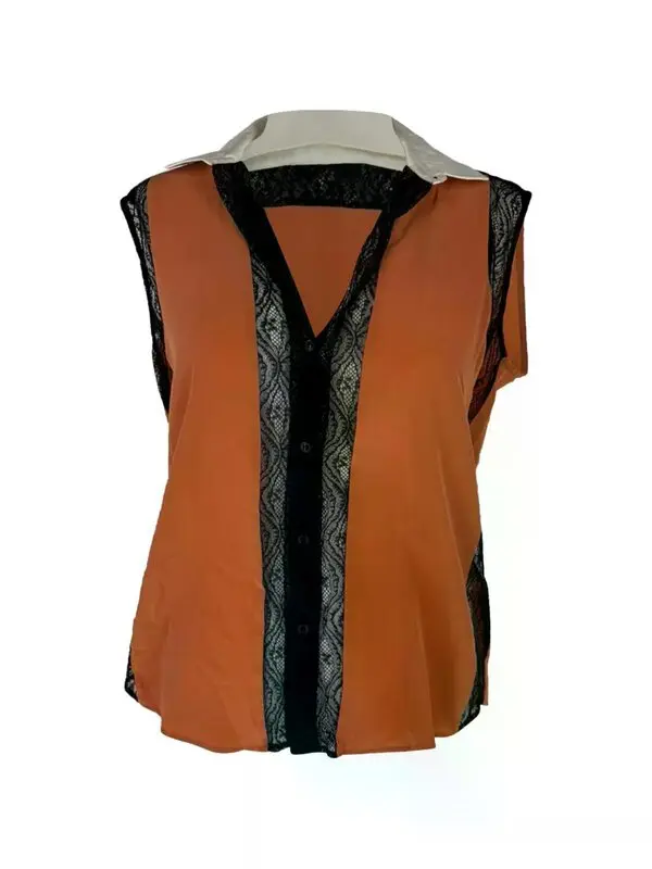 Sandro Lace-trimmed Blouse - Orange