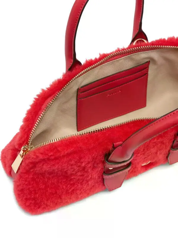 Pinko Love Birds Faux-shearling Tote Bag - Red