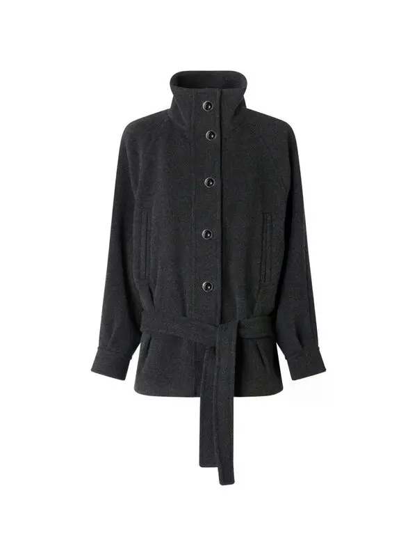 Pinko Belted Funnel-neck Coat - Grey