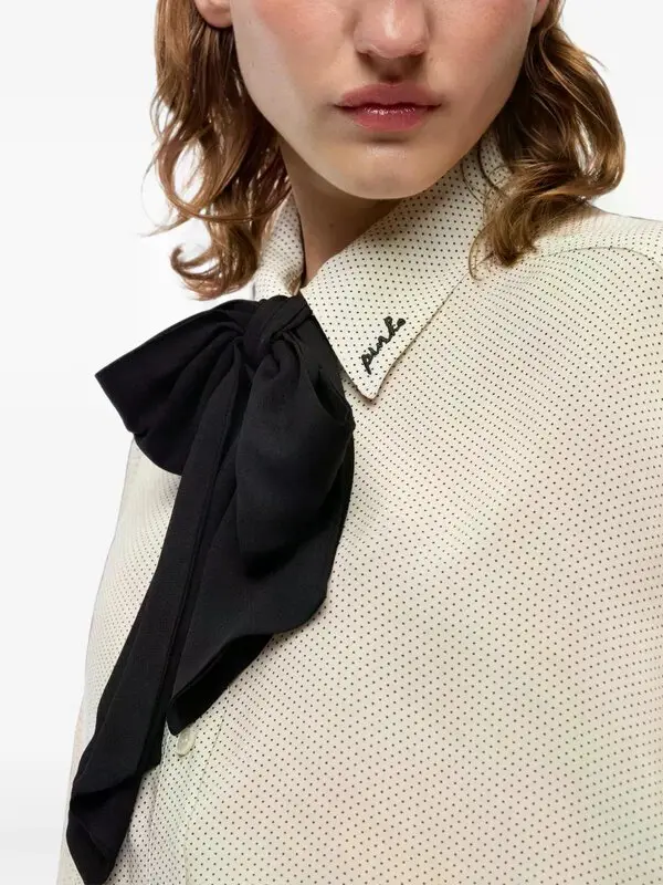 Pinko Polka Dot Tie Neck Shirt - Neutrals