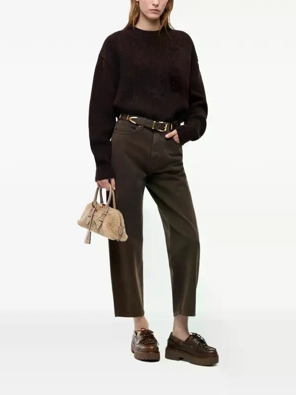 Pinko Ribbed Knit Wool Sweater - Brown