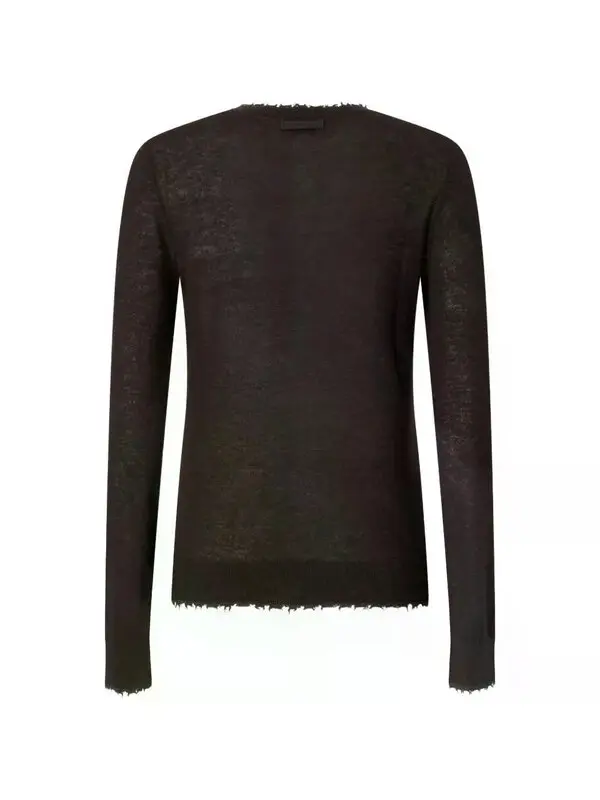 Pinko Distressed Semi-sheer Long-sleeve Top - Brown
