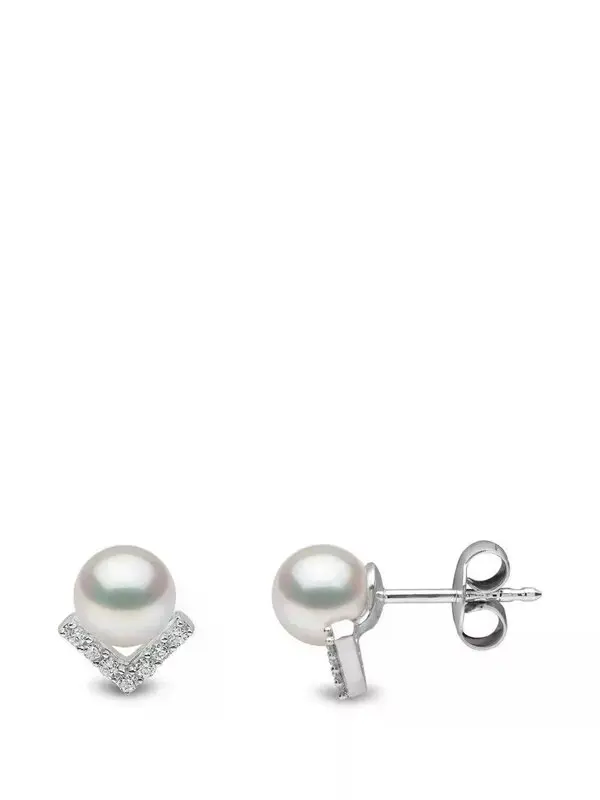 Yoko London Freshwater Pearl And Diamond Earrings In 18k White Gold