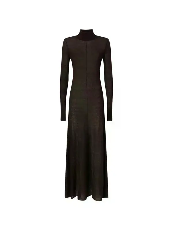 Pinko High-neck Long-sleeve Knitted Maxi Dress - Brown