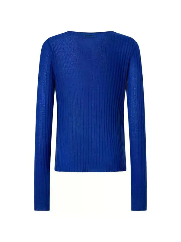 Pinko Ribbed-knit V-neck Cardigan - Blue