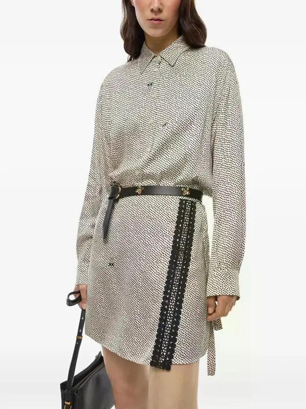 Pinko Polka-dot Lace Trim Shirt Dress