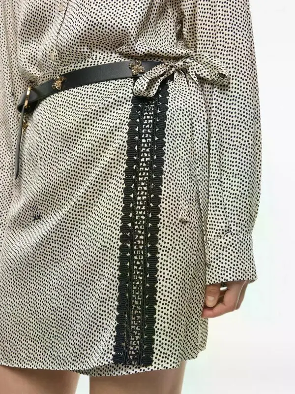 Pinko Polka-dot Lace Trim Shirt Dress